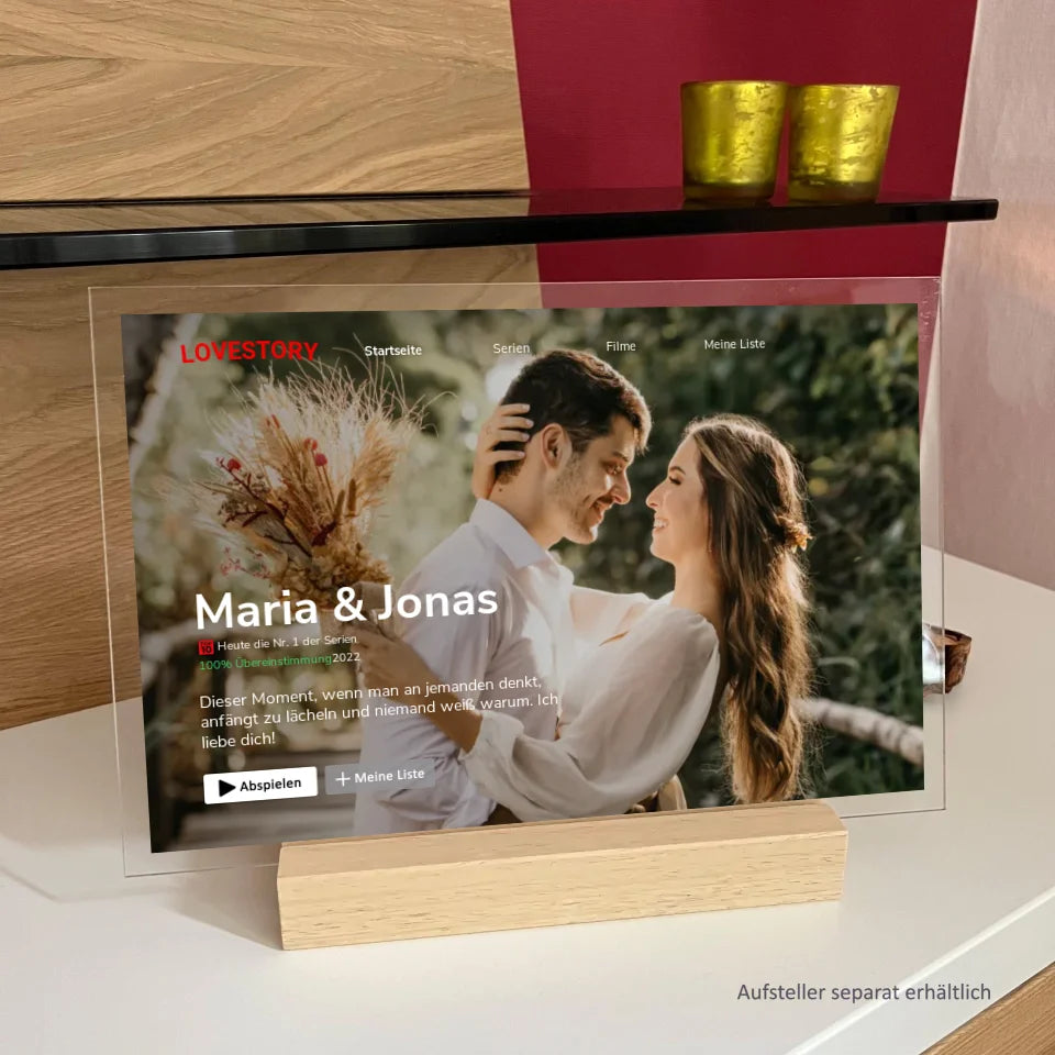 Lovestory: euer Film/Serien-Cover wie bei Netflix (Acryl-Glas) – Junelli